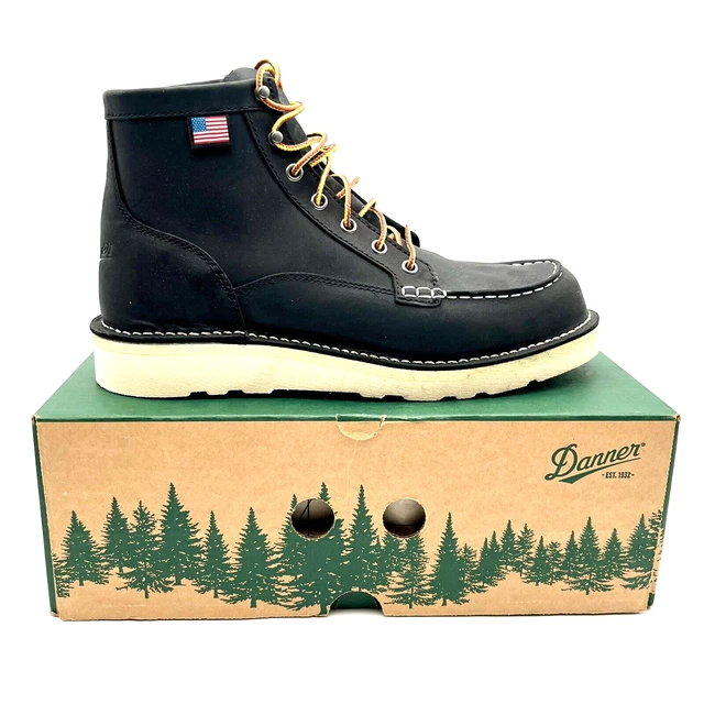 DANNER MEN'S BULL Run Moc Toe 6" Work Boots Black Size 14 D 15568 £135. ...