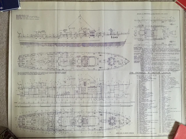 7 MODEL BOAT Plan Drawings Fairmile B Motor Launch John Lambert 1987 £ ...