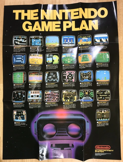 RARE 1985 NES TEST MARKET Nintendo GAME PLAN LARGE POSTER 1st PRINT ...