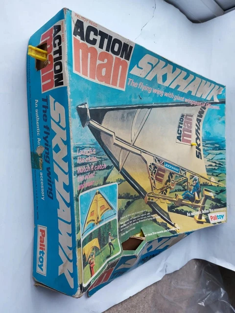 VINTAGE ACTION MAN Palitoy Skyhawk Boxed 1970's The FLYING WING kite ...