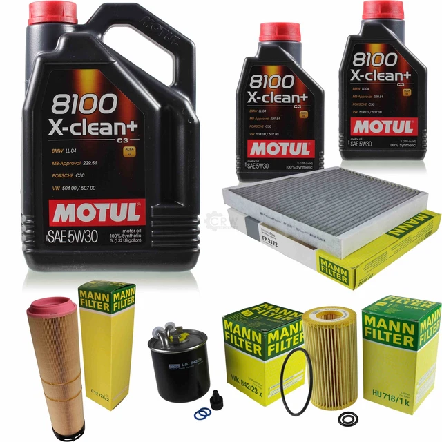 MANN-FILTER INSPECCIÓN SET 7L Motul 5W-30 8100 X-clean + para Mercedes Clase E EUR 211,21 ...