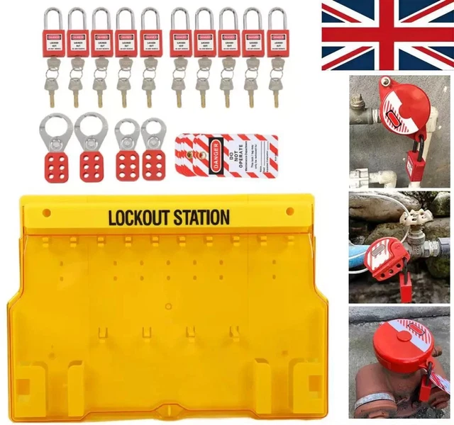 XL LOCKOUT TAGOUT Station Kit with 10 Padlocks 20 Keys Tags Wall Mount ...