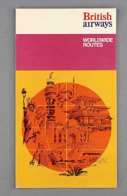 BRITISH AIRWAYS WORLDWIDE Routes Airline Route Map Vintage 1975 Ba £19. ...
