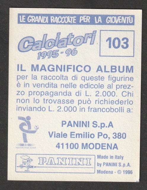 FIGURINA STICKERS CALCIATORI Panini 1995-96 N.103 Inter Roberto Carlos ...