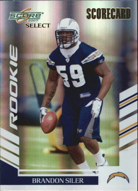 2007 SELECT SCORECARD San Diego Chargers carte de football #350 Brandon ...