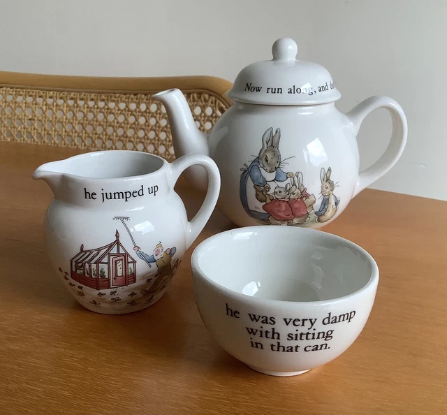 WEDGWOOD BEATRIX POTTER Peter Rabbit Miniature Tea Pot, Milk Jug ...