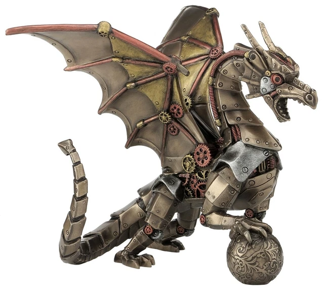 VERONESE BRONZE FIGURINE Steam Punk Steampunk Art Dragon with sphere ...