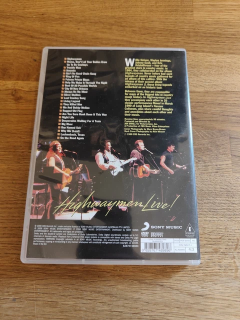 DVD - THE Highwaymen Live Johnny Cash Willie Nelson DVD PAL UK R2 EUR 3 ...