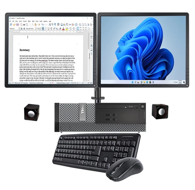 DUAL SCREEN PC DELL/HP SFF DESKTOP COMPUTER SET 16GB RAM 500GB HDD i3 ...