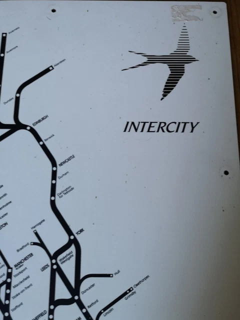 VINTAGE LARGE 1980S Railway InterCity Map Sign. Railwayana. British ...