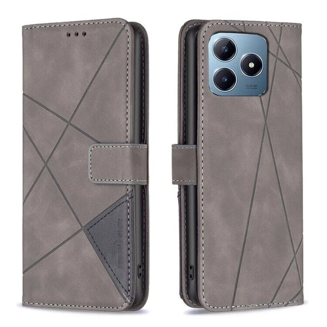 FOR REALME C61 / C63 Magnetic Buckle Rhombus Texture Leather Phone Case ...