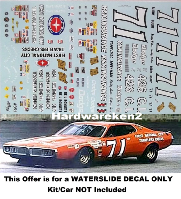 NASCAR DECAL #71 K&K Assurance/First National 1971-77 Dodge Isaac ...