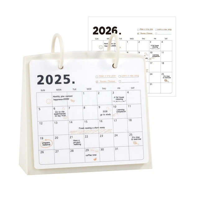 AESTHETIC DESK CALENDAR 2025-2026, June 2025-December 2026 Standing ...