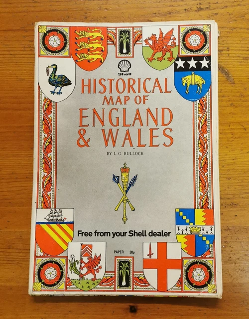 SHELL VINTAGE HISTORICAL Map of England and Wales L.G. Bullock 1971 Map ...