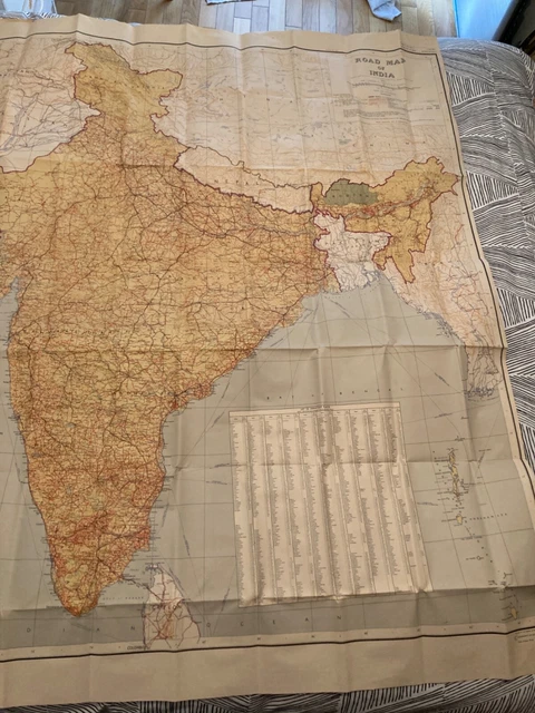 ROAD MAP OF India Carte Geographique 1962 Tres Bon Etat 150/118 Cm EUR ...