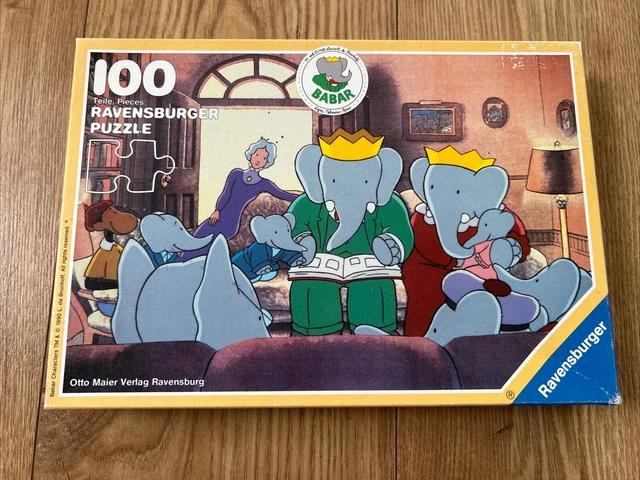 BABAR PUZZLE VINTAGE Cartoon 100 Piece Jigsaw 90s Ravensburger Complete ...