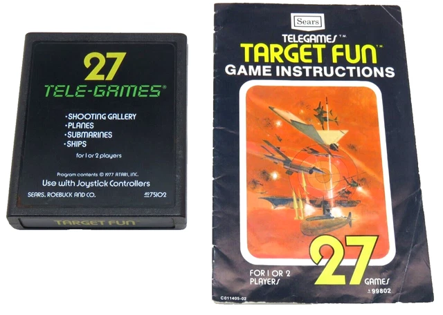 TARGET FUN (ATARI 2600, 1977) Sears Tele-Games (Cartridge & Manual ...