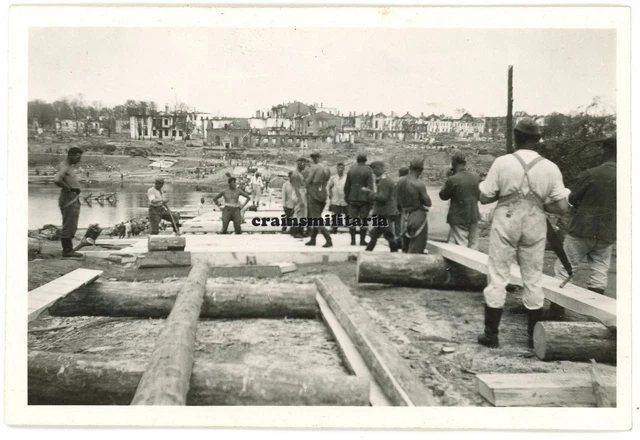 ORIG. FOTO BRÜCKENBAU an gesprengte Dnjepr Brücke in ORSCHA ...