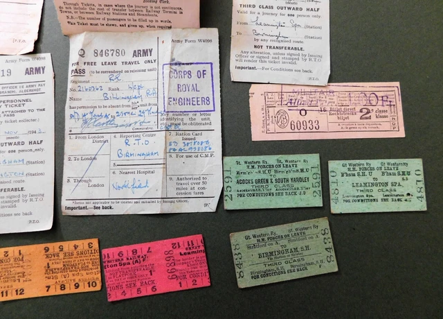 VINTAGE WW2 GWR LNER British Army & Overseas Railway Tickets Warrants ...