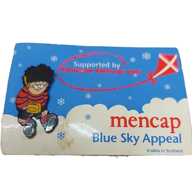 BEANO PIN BADGE Dennis The Menace Walkman Headphones Mencap Enamel 1997 ...