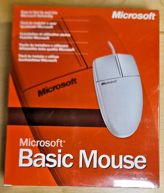 VINTAGE MICROSOFT BASIC Mouse 1.0 PS/2 Windows 98 2000 Computer Wired New Sealed $35.00 ...