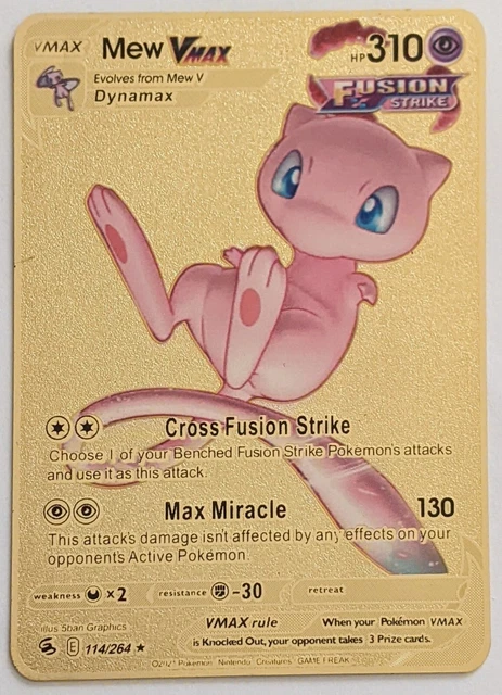 POKEMON MEW VMAX Fusion Strike Gold Solid Metal Colectable Card VMAX ...