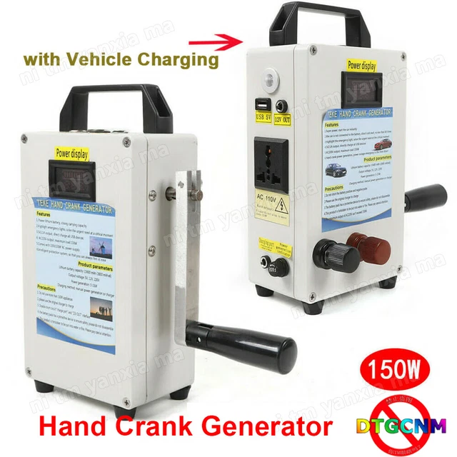 PORTABLE HAND CRANK Generator Emergency Power Supply USB Phone Car ...
