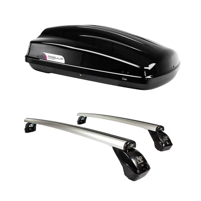 ALUMINIUM AERO LOCKABLE Roof Bars With Roof Box 340L For Opel ASTRA K ...
