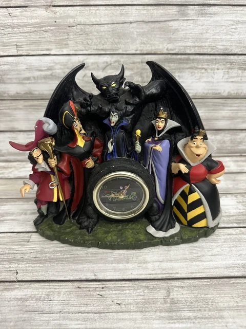 DISNEY VILLAINS MANTLE Desk Clock Hook Maleficent Evil Queen Chernabog ...