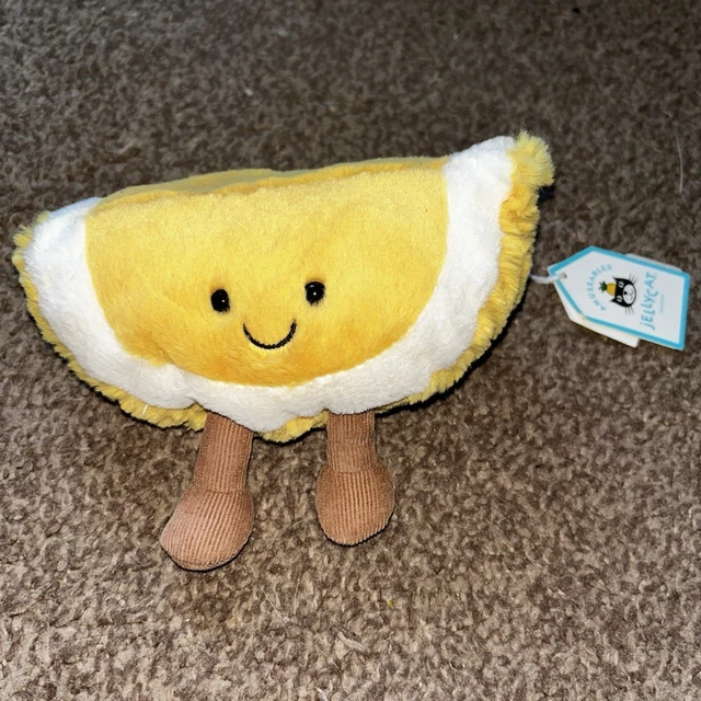 JELLYCAT AMUSEABLES LEMON Slice Small Plush Soft Toy Yellow/White With ...