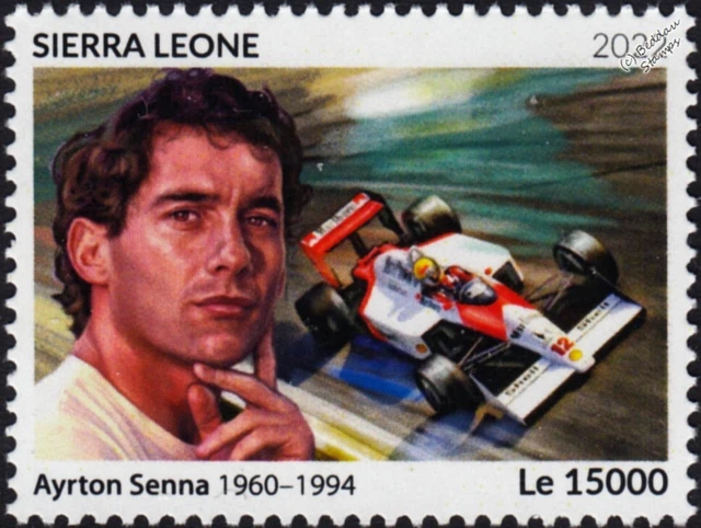 AYRTON SENNA & McLaren F1 Formula One GP Racing Car Stamp (2022 Sierra ...