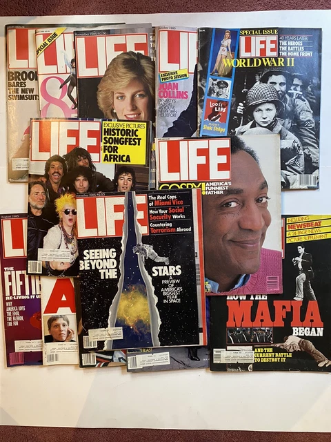 LIFE MAGAZINES JAN-DEC, 1985. 13 issues, Cosby Songfest Mafia Diana ...