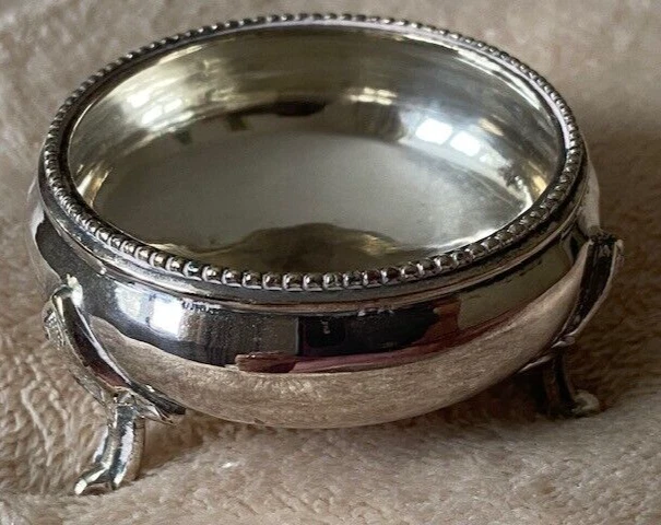 SILVER OPEN SALT CELLAR Hallmark HA EA FA EPA 3166 VINTAGE FOOTED BOWL ...