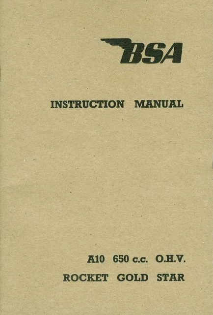 BSA ROCKET GOLD Star A10 RGS Twin Motorcycle Instruction Manual 1962 ...