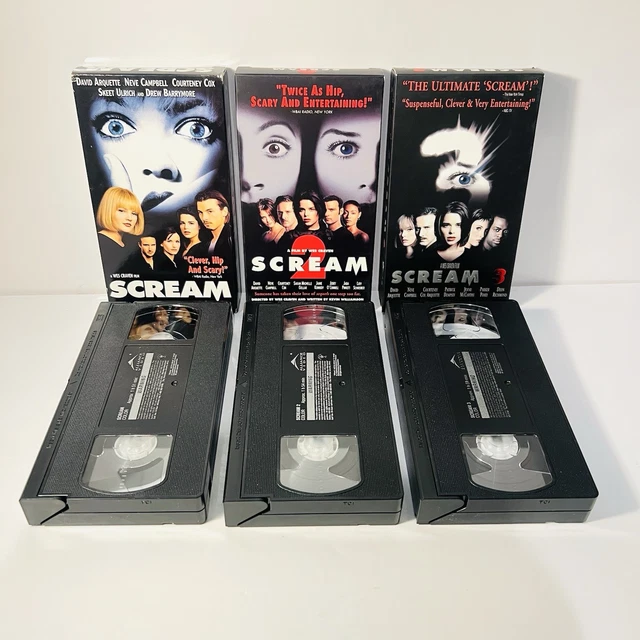 SCREAM TRILOGY 1 2 & 3 VHS Courtney Cox Neve Campbell Ghostface Slasher Horror!! $34.89 ...
