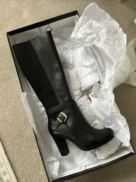 Dune Sareena Leather Buckle Detail Knee High Boots Tan Brown Brand New £14000 Picclick Uk