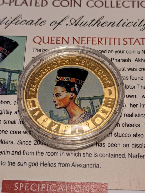 2013 COOK ISLANDS $1 Coin Treasures Of Ancient Egypt NEFERTITI Gold ...