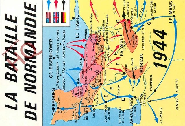 PICTURE POSTCARD; WW2, D-DAY NORMANDY LANDINGS, MAP, THE BATTLE OF ...