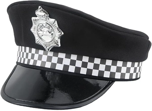 ADULTS POLICE HAT with Badge Unisex British Police Fancy Dress Cop ...