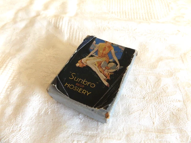 RARE ANTIQUE VINTAGE "Sunbro" Regd Hosiery Box Women's Advertising ...