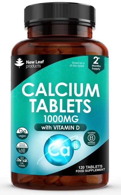 CALCIUM AND VITAMIN D3 Tablets - Calcium Supplement - 120 High Strength ...