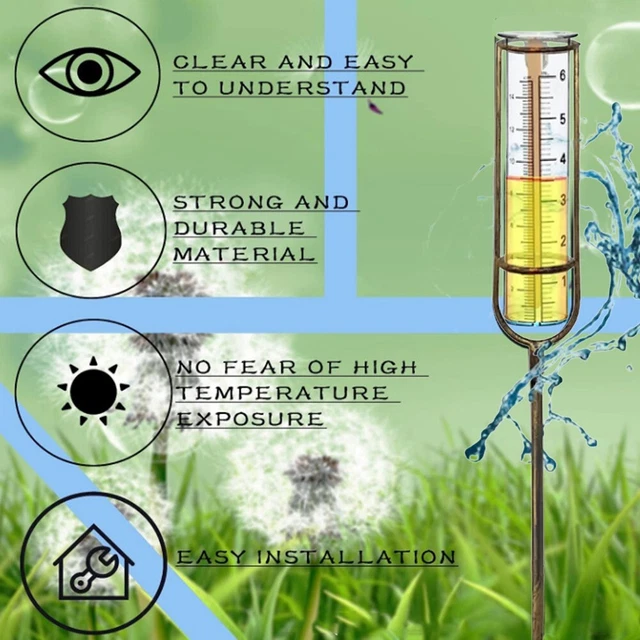 HEAVY DUTY FREEZE Proof Rain Gauge with Metal Stake for Outdoor Garden ...