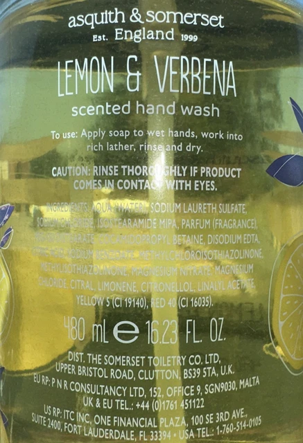 🆕ASQUITH & SOMERSET 🍋 BOTTIGLIA VETRO RICARICABILE AL LIMONE VERBENA ...