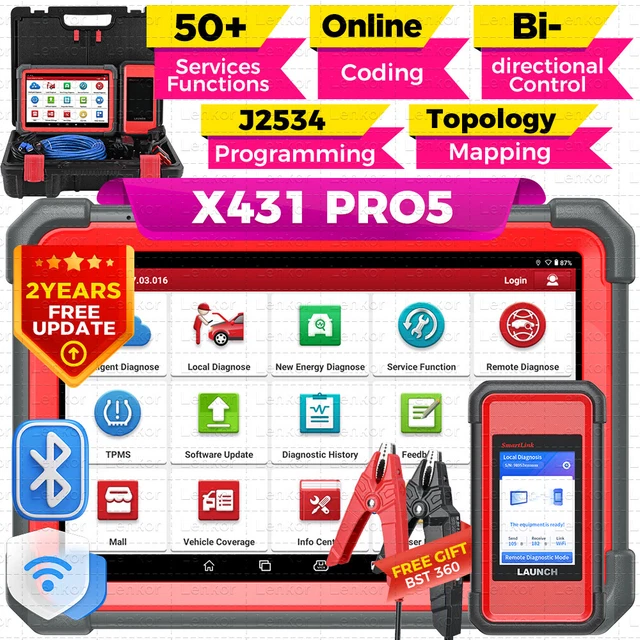 LAUNCH X431 PRO 5 PAD V+ TPMS Diagnostic J2534 Programming K Coding ...