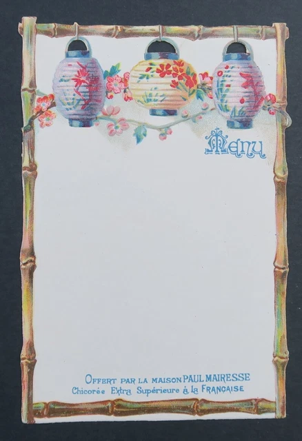 MENU CARTE DE table PAUL MAIRESSE chicorée lampion restaurant card ...