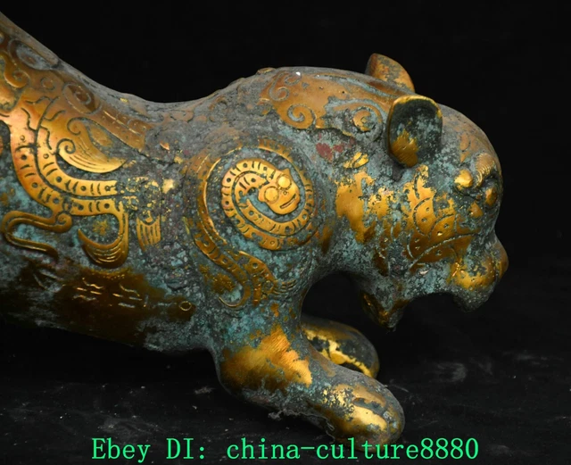 ANTIQUE BRONZE DRAGON d'or spectacle tigre bête chandelier EUR 420,00 ...