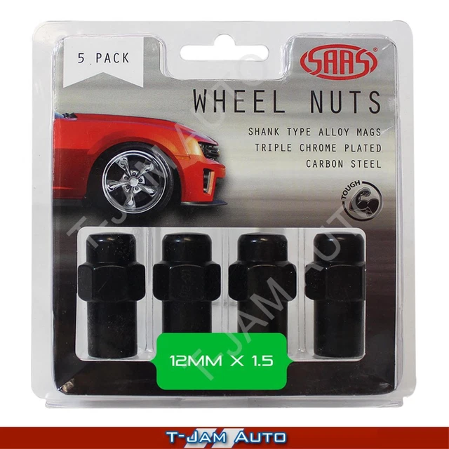 SAAS WHEEL NUTS Mag 12x1.5 Blk 43mm 1x5PK for Suzuki Forenza Verona ...