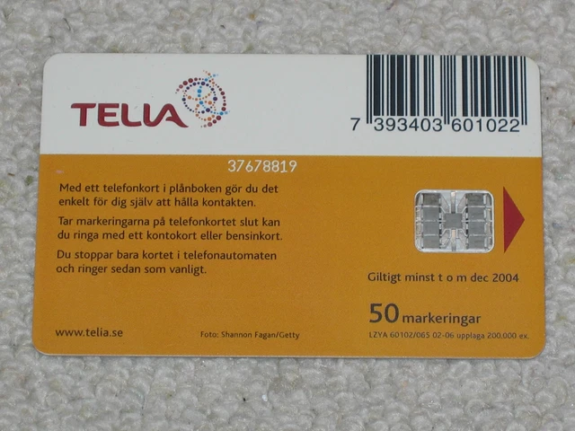 SELTENE TELEFONKARTE TELIA Telefonkort aus Schweden 50 Markeringar ...