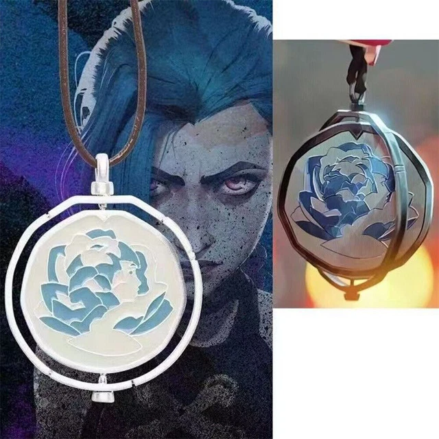 LEAGUE OF LEGENDS Arcane Jinx Blue Rose Necklace Pendant Womens Men ...