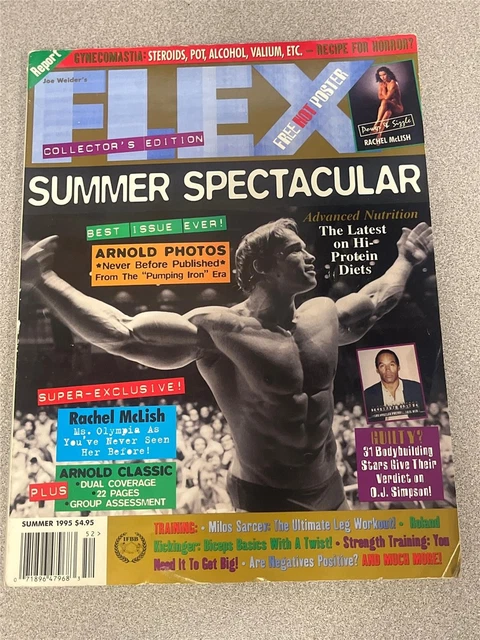 FLEX BODYBUILDING MUSCLE magazine ARNOLD SCHWARZENEGGER w/poster ...